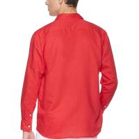China Large Red Tab Cuff Mens Casual Linen Shirts washable With Shirt Collar for sale