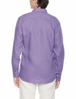 China Plain Purple Woven Mens Casual Linen Shirts Full Sleeve with Turn down Collar for sale