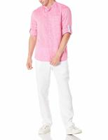 China Chambray Band Collar Woven Mens Casual Linen Shirts Long Sleeve Standard Fit for sale
