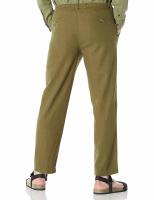 China Slim Fit Cropped Mid Waist Mens Casual Linen Pants Size 32 34 36 Olive Green for sale