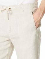 China Zipper Closure Pure Linen Mens Casual Drawstring Shorts Mid Waist Straight Leg for sale