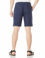 China Low Waist Zipper Fly Mens Linen Shorts Navy Straight Leg with 2 Pockets for sale