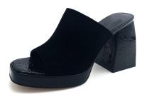 China Comfortable Block Heeled Mules in Modest Crocodile Textured Vegan Leather for sale