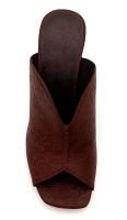 China Quirky Square Toe Loose Fit Mid Block Heeled Mule In Vegan Faux Leather for sale