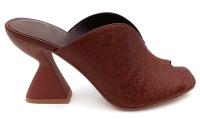 China Quirky Square Toe Loose Fit Mid Block Heeled Mule In Vegan Faux Leather for sale