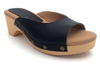 China Custom Ladies Backless Heeled Mules With Rubber Sole Material for sale