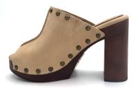 China Medium Width Block Mule Heel , Leather Lining Ladies Slip On Heels for sale