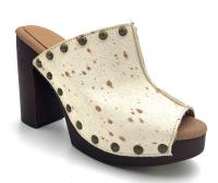 China Solid Pattern Stiletto Mules Closed Toe With High Heel 3 Inch 4.5 Inch for sale