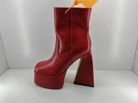 China Red Leather Women Shoe Boots High Heel For Casual Occasion for sale