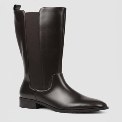 China Women's Synthetic Knee-high Chelsea Boots with 3-inch Heel for sale