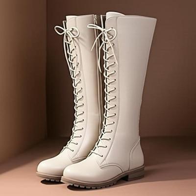 China Versatile Lace-up Womens Footwears with Synthetic Material and Mid-calf Shaft Height for sale
