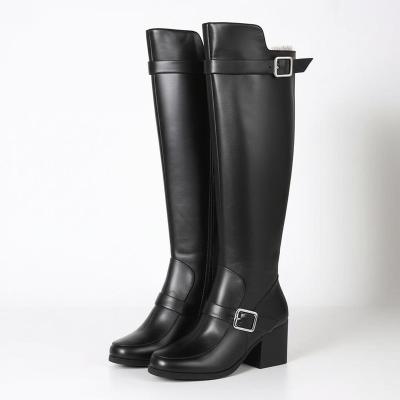 China Knee-high Shaft Height Stylish Slip-On Loafers with Buckle Closure Solution for sale