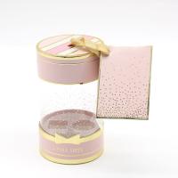 China Luxury Custom Printed Pink Paper Tube Cylinder Box Paper Tube Packaging Box With PVC for sale