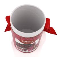 China Cylinder Candle Holders Gift Cardboard Round Box Paper Tube Packaging With Red Ribbon For Candles for sale