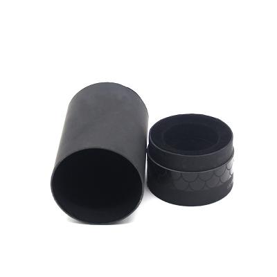 China Hot Sale Gift Packaging Box 30ml 50ml 100ml Black Leather Paper Tube for Refined Oil Perfume Bottle with Metal Lid for sale