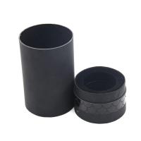China Hot Sale Gift Packaging Box 30ml 50ml 100ml Black Leather Paper Tube for Refined Oil Perfume Bottle with Metal Lid for sale
