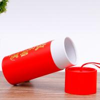 China Food Grade Wholesale Round Kraft Paper Tube with Red Ribbon Biodegradable Cardboard For Tea Coffee Paper Tube Packaging for sale