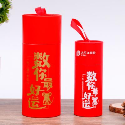 China Food Grade Wholesale Round Kraft Paper Tube with Red Ribbon Biodegradable Cardboard For Tea Coffee Paper Tube Packaging for sale