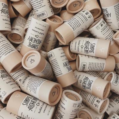 China Custom Container Biodegradable Lip Balm Jar Tubes Chapstick Twist Up Kraft Wrapping Paper Tubes for sale