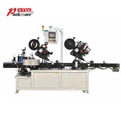 China Automatic Snus Can Three Sides Round Top Surface Bottom Labeler Flat Box Glass Tin Metal Jar Labeling Machine for sale