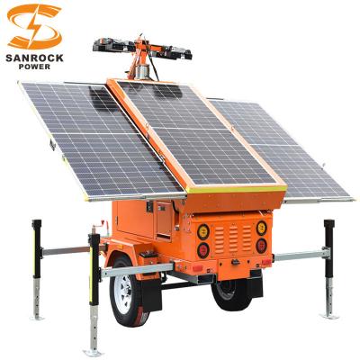 China Portable Led Light Towers 60A MPPT Solar Mobile Tower Light Trailer Mounted for sale