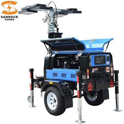 China Large Luminous Flux Diesel Operated Mobile Flood Lights For Industrial 6kw/7.5kw for sale