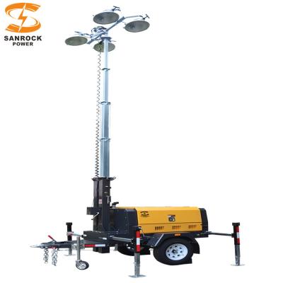 China 2 Wheels Portable Light Tower Generator Stable Performance Towable Light Tower for sale