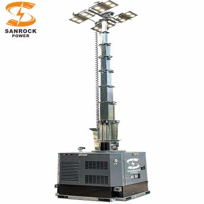 China Outdoor Diesel Mobile Lighting Tower Height 9m 6kw 9kw LED Light Tower Generator for sale