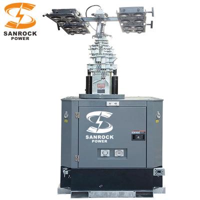 China 6kw/9kw Diesel Generator Light Tower Outdoor Emergency Trailer Lighting Tower 230VAC for sale