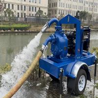 China Trailer Mounted Water Pump Set Solid Handing 76mm Single Stage Pump Diesel Engine Self Priming Pump for sale