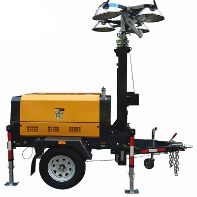 China Construction Site 9m Telescopic Light Tower Portable Towers Low Noise Automation Type Diesel Powered Light Towers for sale