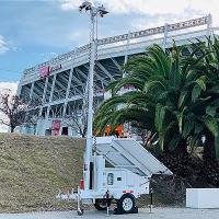 China Towable Light Tower Generator Light Tower Height 5 Sections 7M Mobile Solar Light Tower Rental for sale