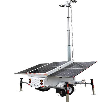 China Mobile Solar Light Tower Mast 7m / 8m / 9m Construction Light Tower Trailer Light Tower for sale