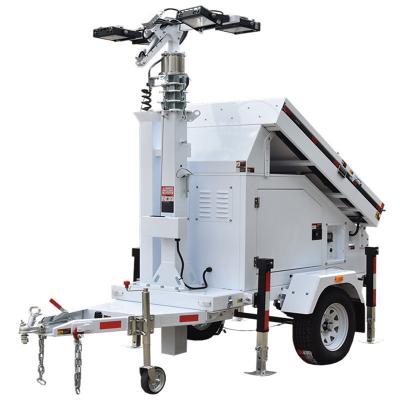 China 19.2 Hours Running Time Single Axle Eco-Friendly Solar Light Tower for Outdoor Events and Surveillance for sale