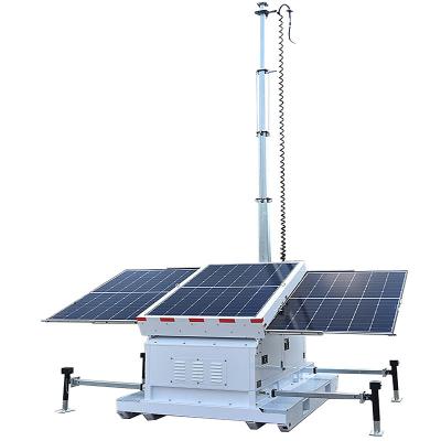 China Solar Powered Trailer Mounted Light Tower Mobile LED Tower With Monocrystalline Panel for sale
