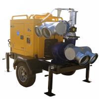 China Trailer Mounted Water Pump Set Solid Handing 76mm Single Stage Pump Diesel Engine Self Priming Pump for sale