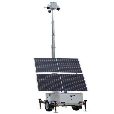 China Solar Surveillance Tower Remote Monitoring And Security Construction Sites Trailer Mounted Lighting Tower for sale