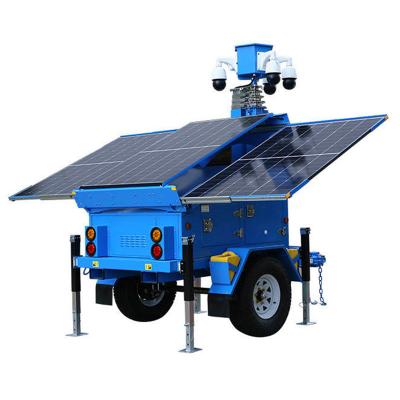 China Mobile Solar Light Tower 4G/5G Connection Remote Monitoring Security Surveillance Tower Industrial Light Tower for sale