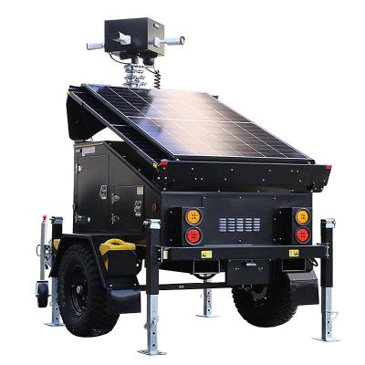China Surveillance Cameras Trailer Lighting Tower Parking Lots Security Live Footage Solar Light Tower Manufacturer for sale