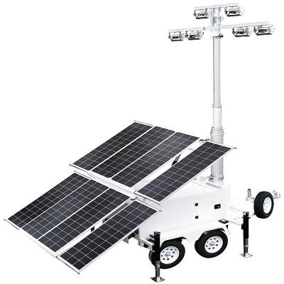 China Automatic Lifting Mast Solar Light Tower Durable Using Portable Generator Light Tower for sale