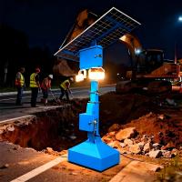 China Portable Solar Light Tower Generator Durable Battery Bank Robust Construction Makes Towable Light Tower for sale