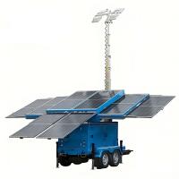 China Standby Power Mobile Solar Light Tower Large Area Site Illumination Convenient Site Transfer Trailer Mounted Light Tower for sale