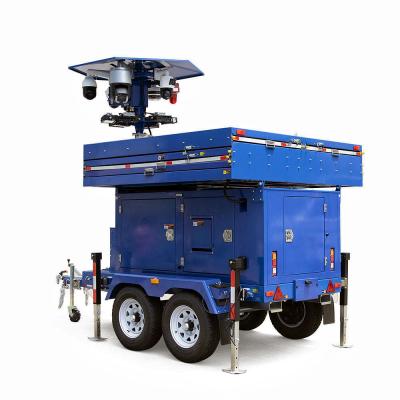 China Surveillance Tower With Thermal Camera Self Powered Mobile Solar Light Tower Renewable Energy Trailer Lighting Tower for sale