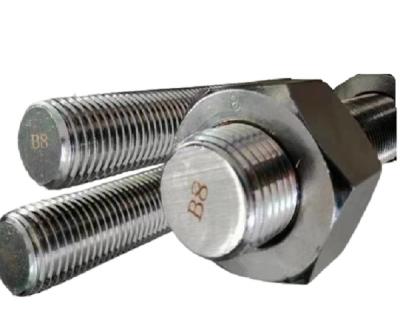 China Continuous Thread Studs Coarse Teeth / Staninless Steel ASTM A193 B8 Stud Bolts for sale