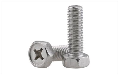 China Stainless Steel Cross Recessed Hex Head Screws M4-M8 Grade 8.8 10.9 for Valves Pumps Motors for sale