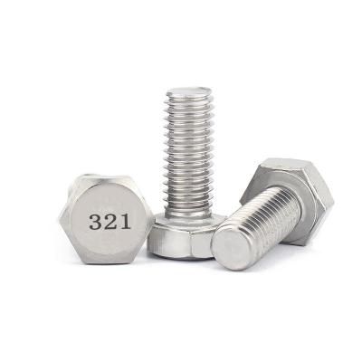 China UNC Thread Full Thread Hex Head Bolt DIN933 Austenitic Stainless Steel 321 M6 M24 16mm 150mm for sale