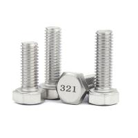 China UNC Thread Full Thread Hex Head Bolt DIN933 Austenitic Stainless Steel 321 M6 M24 16mm 150mm for sale