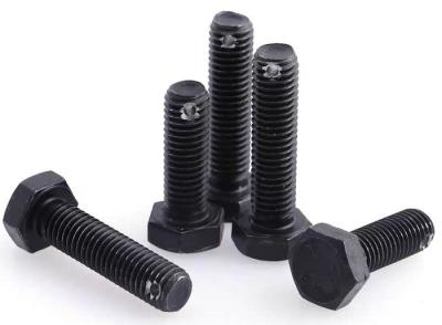 China Black Hex Head Bolts with Hole on Shank End Grade 8.8 10.9 Carbon Steel M6 M48 for sale