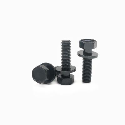 China GR.10.9 Black Surface Hexagon Head Bolts and Plain Washers Assemblies with Hex Nut Accessories M2.5-M12 Thread Size for sale