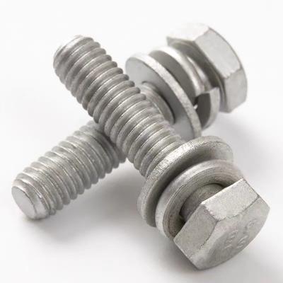 China GB/T Hex Head Bolt Assemblies M3-M12 with Plain & Spring Washers - Grade 8.8/10.9 Carbon Steel Dacromet Finish for sale